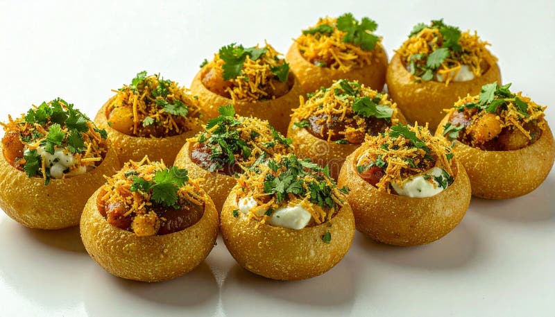 Top View of Dahi Puri Chaat with Yogurt and Chutney â€“ Isolated on ...