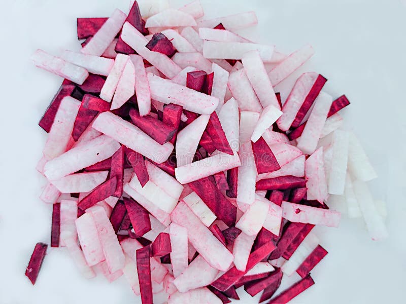 Title: Daikon Radish and Beetroot Salad Isolated on White Background ...