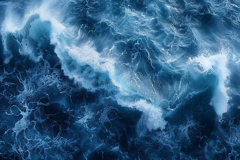 Top View of Dark Blue Ocean Water Texture, Hyper Realistic Stock ...