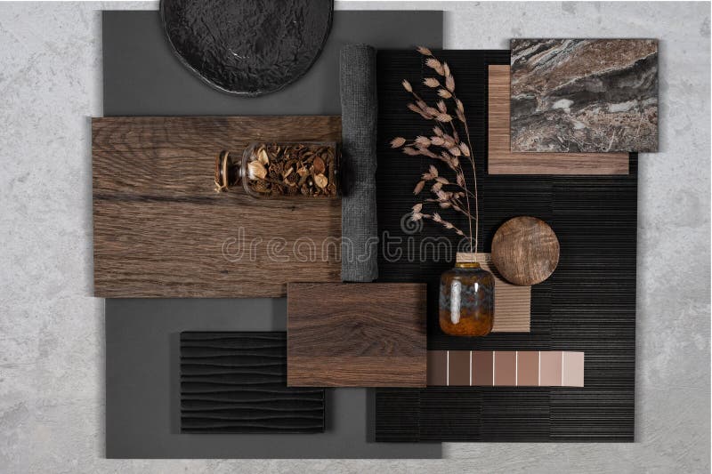 Top View Dark Grey Composition of Different Types of Materials for ...
