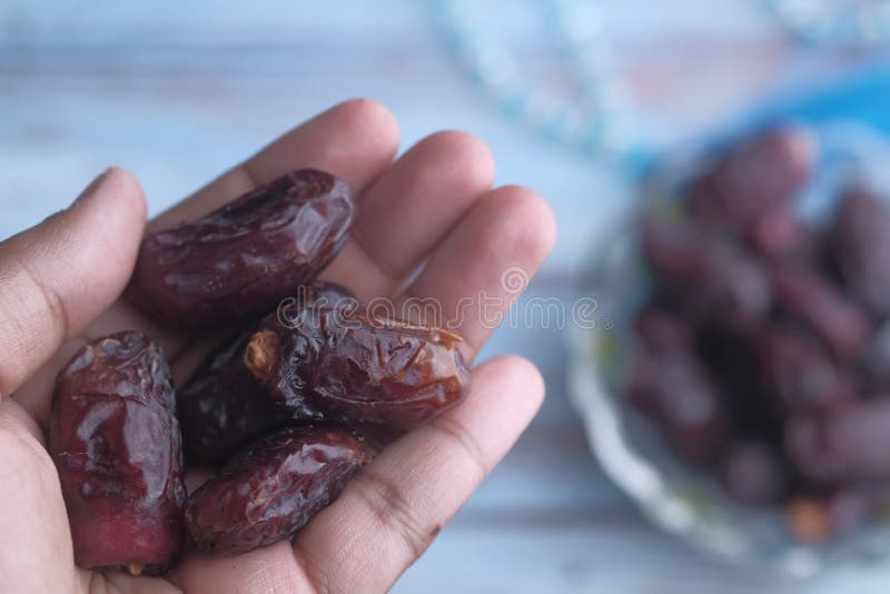Top View of Date Fruit on Man Hand Stock Image - Image of sweet, snack ...