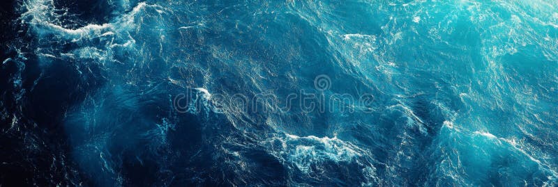 Top View of Deep Blue Ocean Water with Natural Waves and Splashes ...