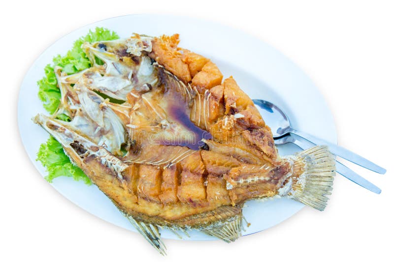 Top View of Deep Fried Fish Serve with Fish Sauce,fried Fish, Focus ...