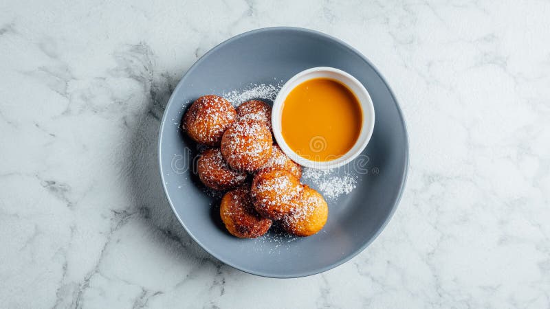 Top View of Delicious Donuts Served with Sweet Sauce Stock Image ...