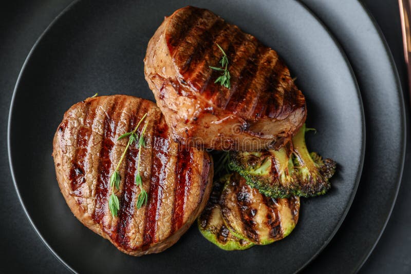 Top View of Grilled Beef Medallions Stock Photo - Image of lunch ...