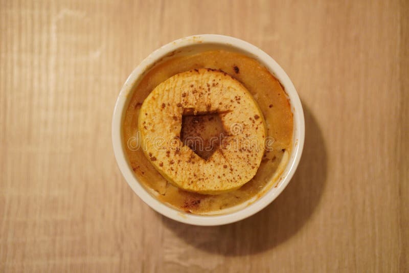Top View of Delicious Homemade Apple and Rice Pudding in a Baking Mold ...