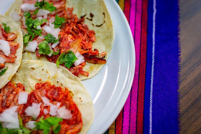 Top View of Delicious Mexican Tacos on a Plate on the Table Stock Image ...