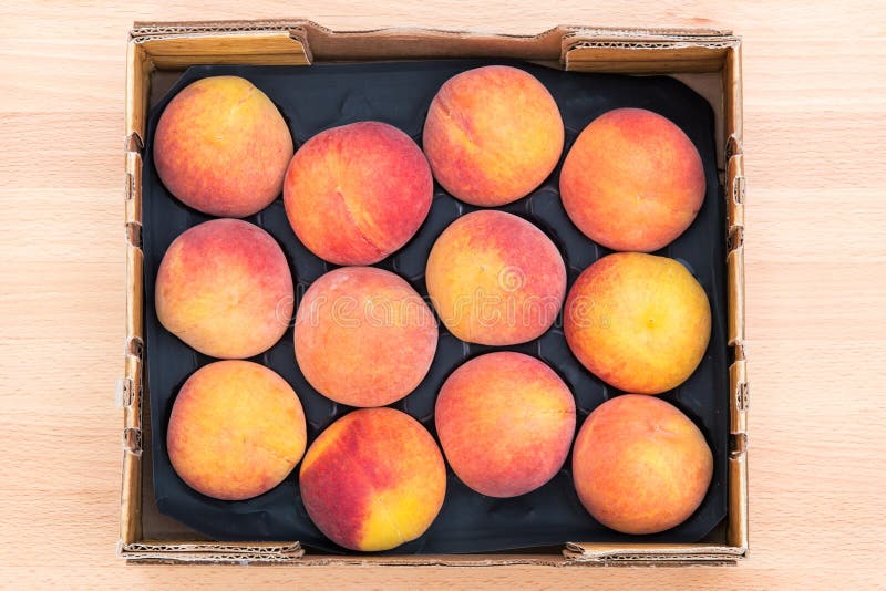 Top View of Delicious Red Peaches in a Box Stock Image - Image of ...