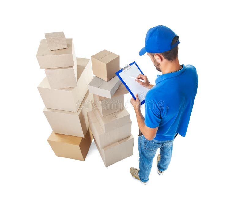 Stack of Parcels Delivered Near Front Gates Stock Image - Image of ...