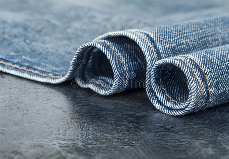 Top View Denim Fabric Texture with Rolled Edge Stock Illustration ...