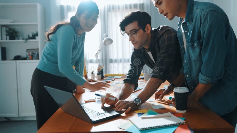 Top View of Designer Explain and Brainstorming Idea for Logo Design ...