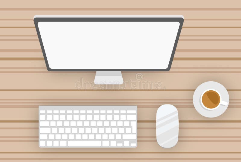 Top view of a desk stock illustration. Illustration of internet - 67787303