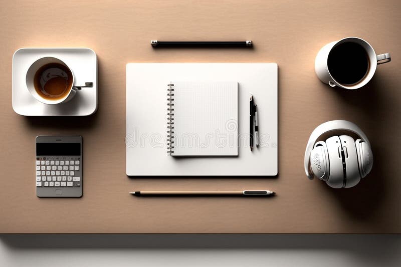 Top View Desk with Copy Space Ai Generated Stock Illustration ...