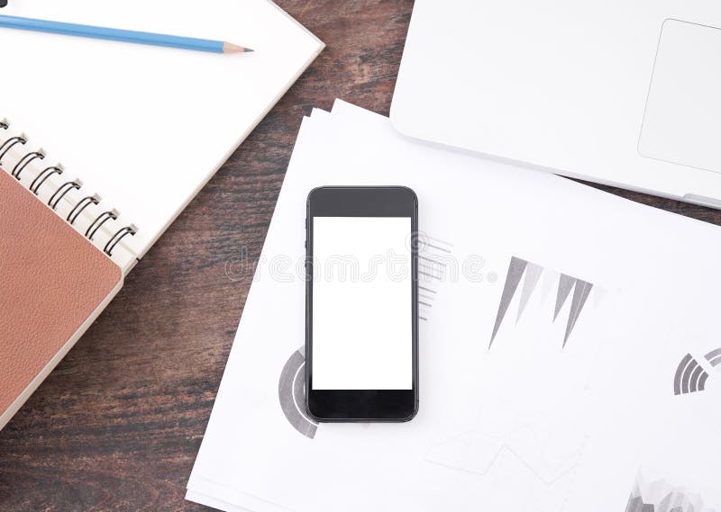 Top View Desk Smartphone in the Home Office. Stock Photo - Image of ...