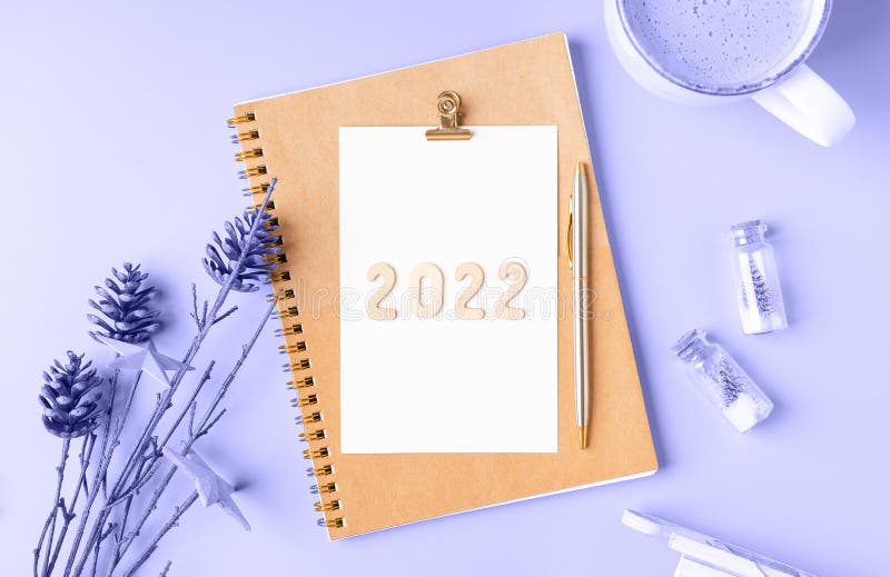 Top View Desktop Christmas Notepad with 2022 Text in Color of Year ... Top View Desktop Christmas Notepad with 2022 Text in Color of Year ...