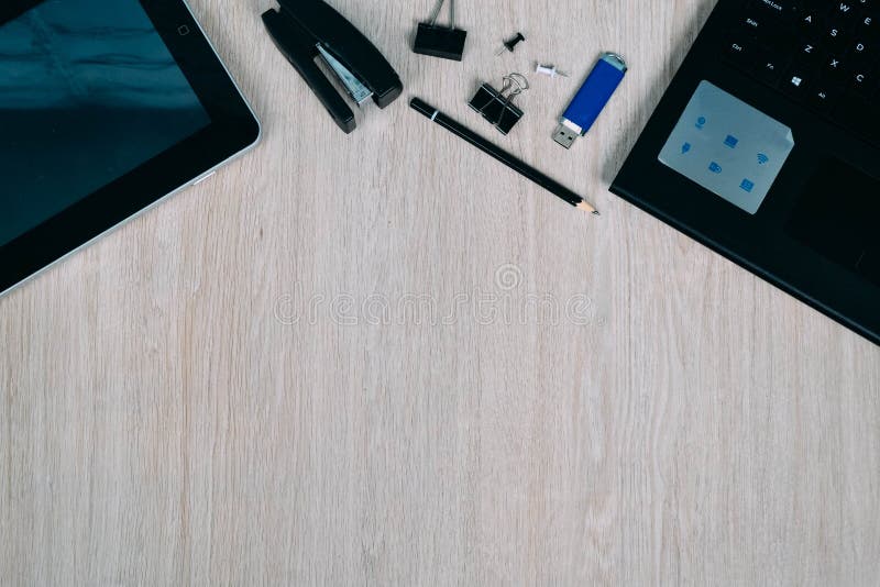 Top View of Desktop with Gadgets and Devices Stock Image - Image of ...