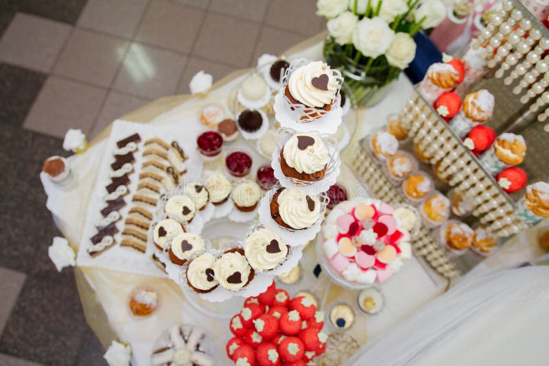 Top View of a Dessert Buffet Table Stock Photo - Image of meal ...