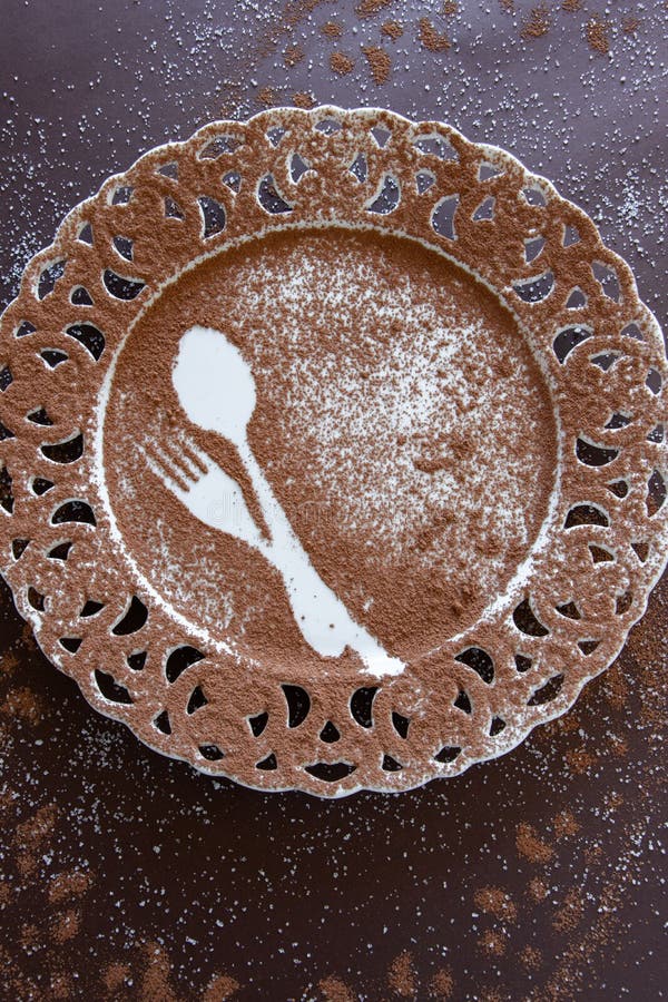 Top View of Dessert Empty Plate on Dark Background. Yummy Chocolate ...