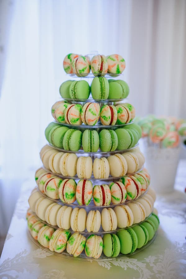Top View of Dessert Table with a Large Macaroons Stock Image - Image of ...