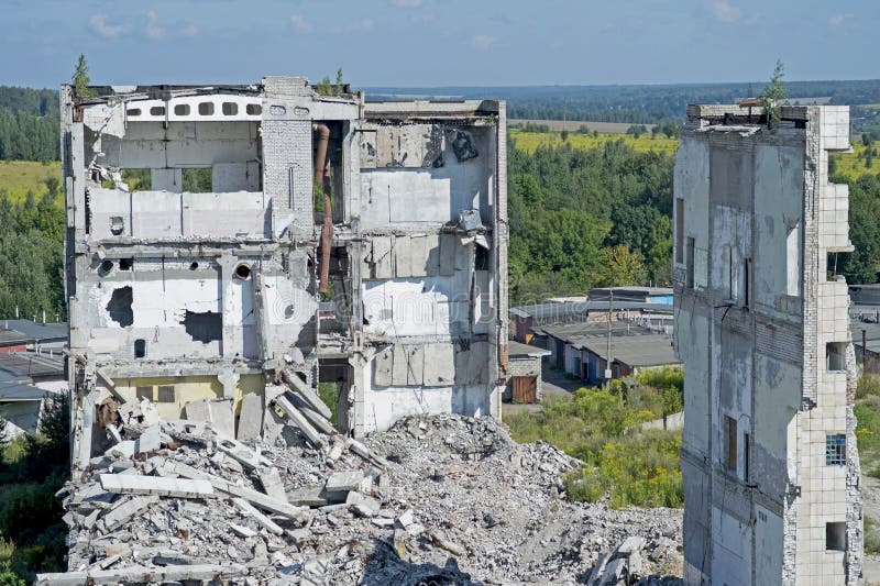 Top View of the Destroyed Foundation of a Large Concrete Building Stock ...
