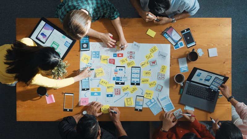 Top View of Developer Team Sharing Ux Design by Using Mind Map ...