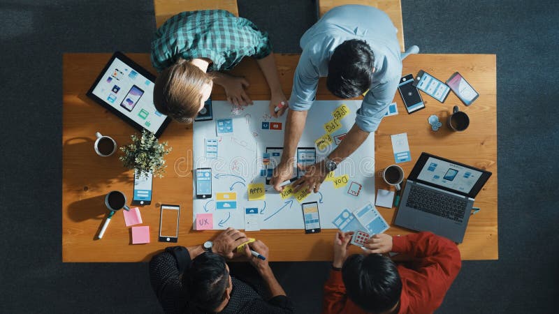 Top View of Developer Team Sharing Ux Design by Using Mind Map ...