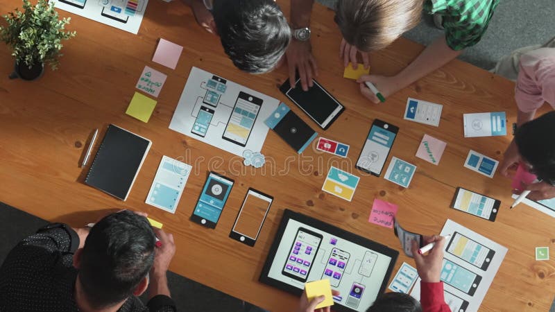Top View of Developer Team Working Together To Plan UX UI Design ...