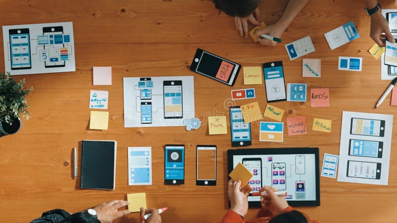 Top View of Developer Team Working Together To Plan Ux Ui Design ...