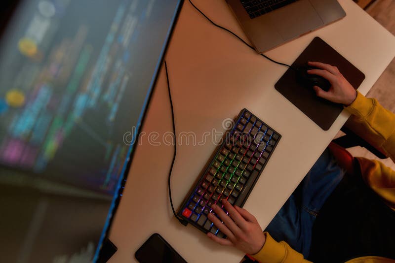 Top View Of It Developer Typing Script On Computer Stock Image Image Of Computer Idea 243143787