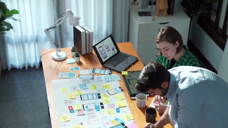 Top View of Developer Working Together To Design UX UI Design. Convocation. Stock Video - Video ...