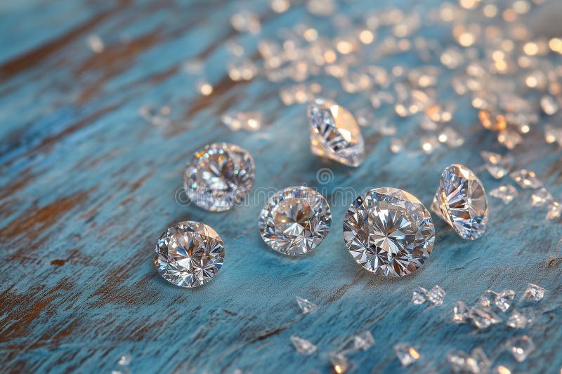 Top View of Diamonds on Neutral Studio Background with Space for Text ...