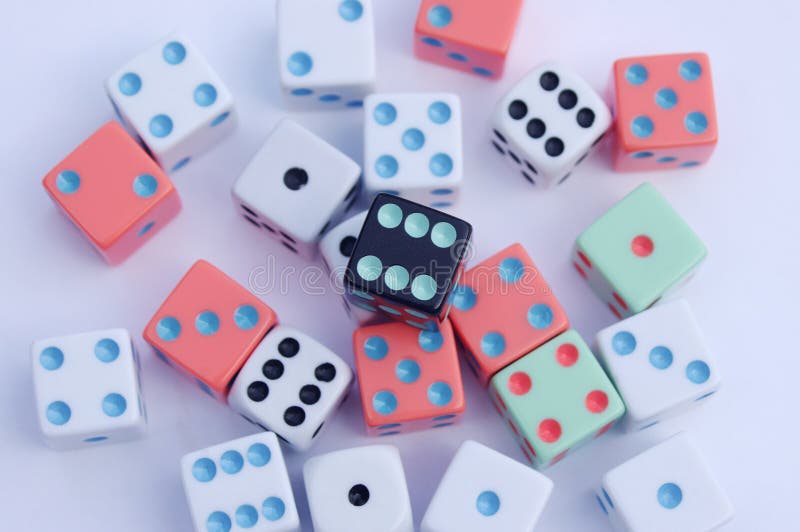 Top View of Different Coloured Dice Stock Image - Image of black ...