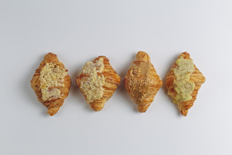 Top View of Different Croissants Over White Background Stock Image ...