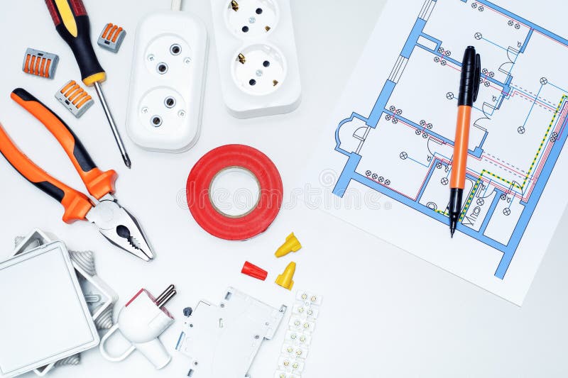 Top View of Different Electrical Tools, Equipments Stock Photo - Image ...
