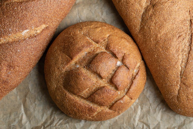 Top View of Different Shaped Loaves Breads Stock Photo - Image of ...