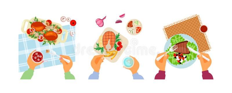 Top View on Different Main Dishes. Stock Vector - Illustration of ...
