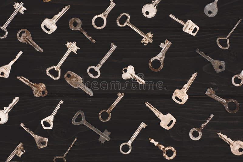 Top View of Different Metal Keys Stock Image - Image of concept, access ...