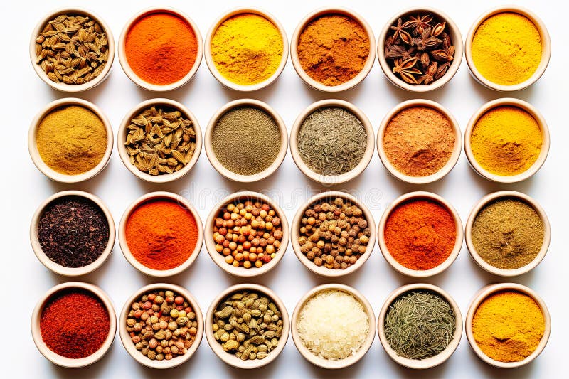 Top View of Different Seasonings in Cups. Spice Stock Image - Image of ...