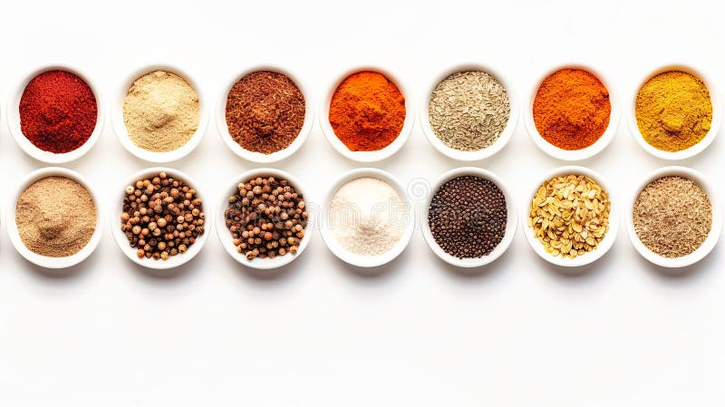 Top View of Different Seasonings in Cups. Spice Stock Image - Image of ...