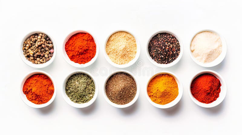 Top View of Different Seasonings in Cups. Spice Stock Photo - Image of ...