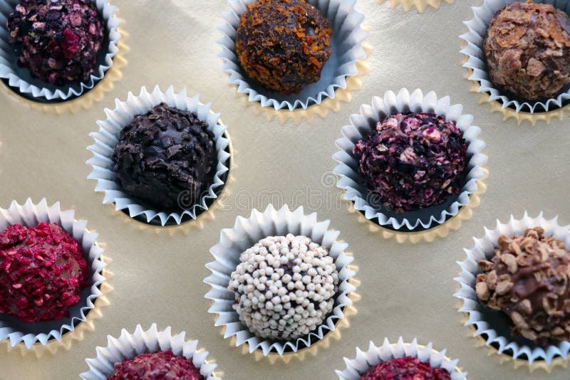 Top View of Different Small Chocolate Candies in a Box. Stock Image ...
