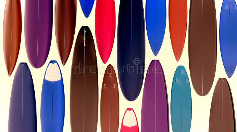 Top View of Different Surfboards Side by Side and Facing Each Other in ...