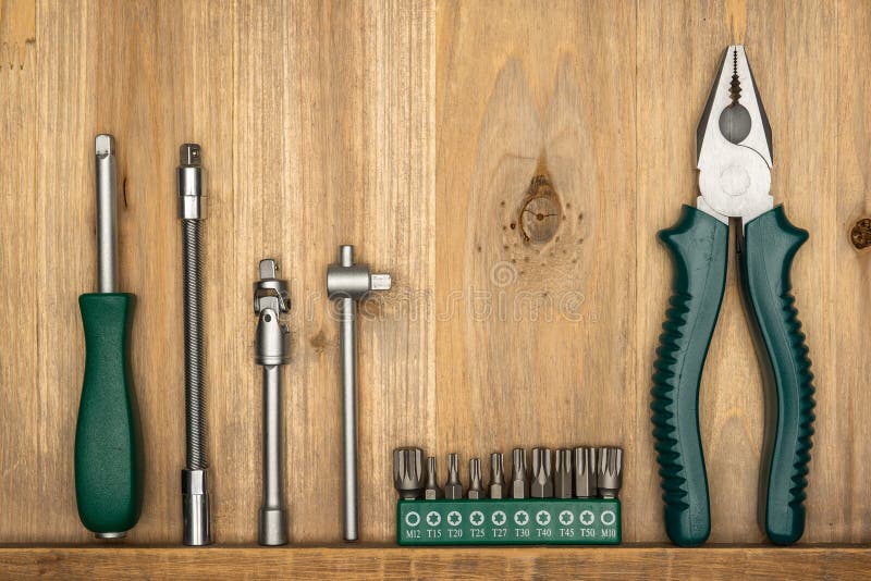 Top View of Different Type of Constructive Tools with Copy Space Stock ...