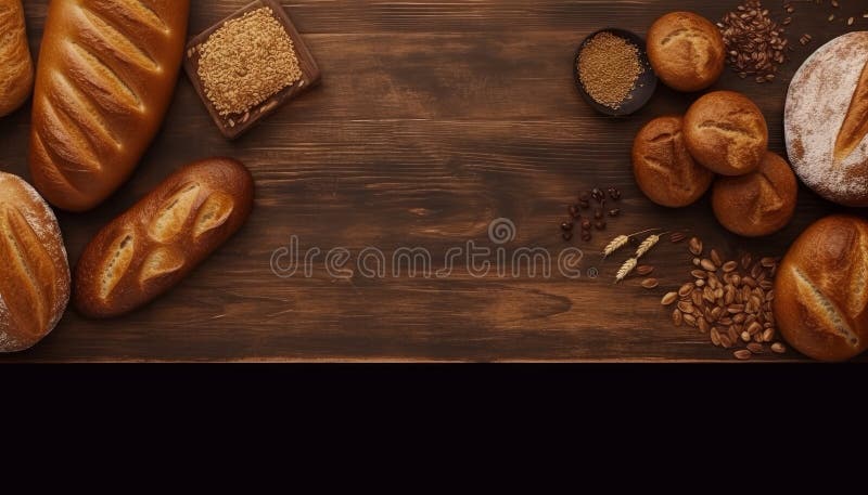 Top View of a Different Types of Bread with Space for Typing, Mockup Ai ...