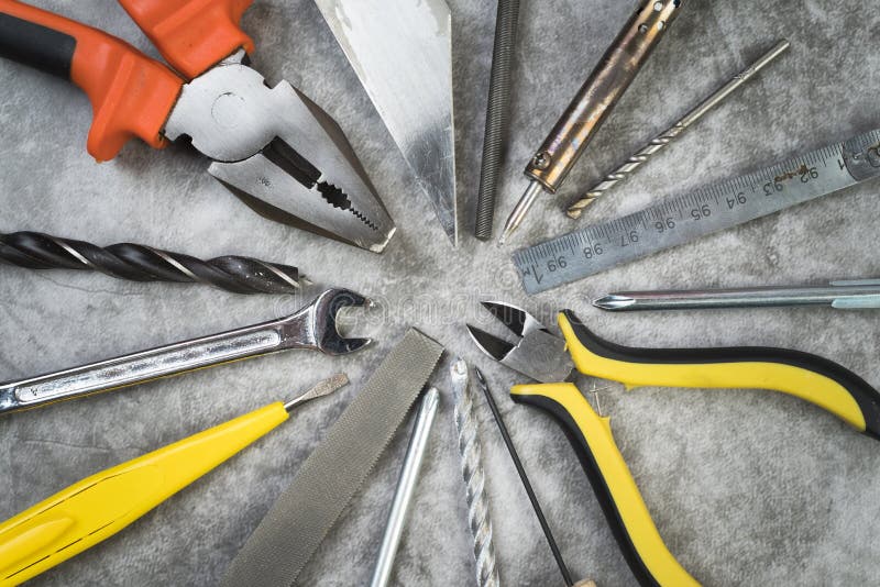 Top View Different Types Tools. High Quality Photo Stock Photo - Image ...