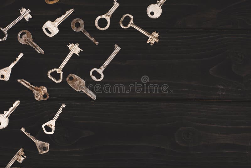 Top View of Different Vintage Keys Stock Image - Image of safe, retro ...