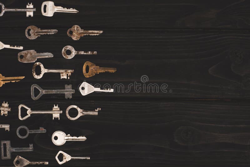 Top View of Different Vintage Keys Stock Photo - Image of retro, copy ...