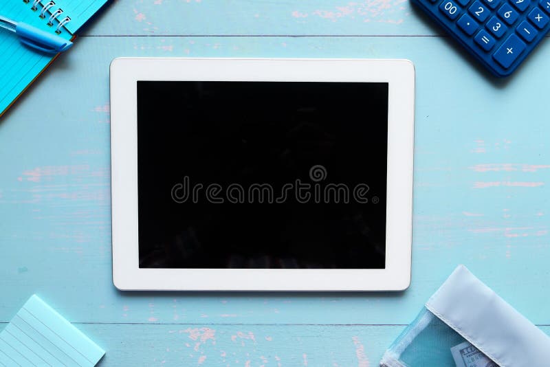 Top View of Digital Tablet with Empty Screen Stock Photo - Image of ...