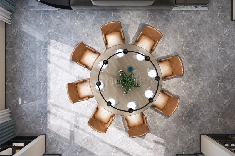 Top View Dining Table 3D Rendering for a Modern and Cozy Lifestyle ...