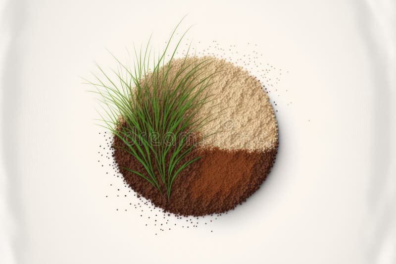 Top View of Dirt, Soil Dust, and Dried Grass on a White Background ...